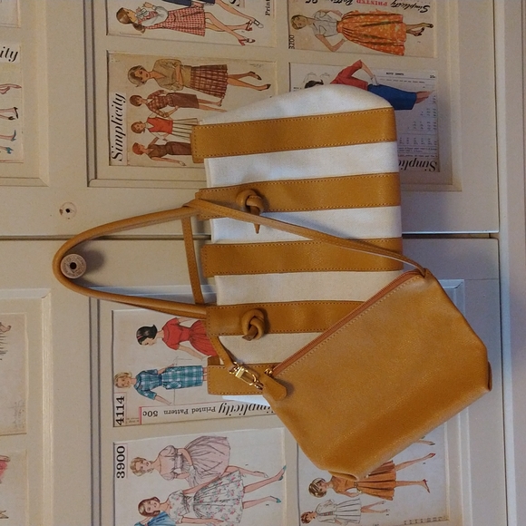 Stefano Bravo | Bags | Stefano Bravo Cream And Mustard Canvas And ...